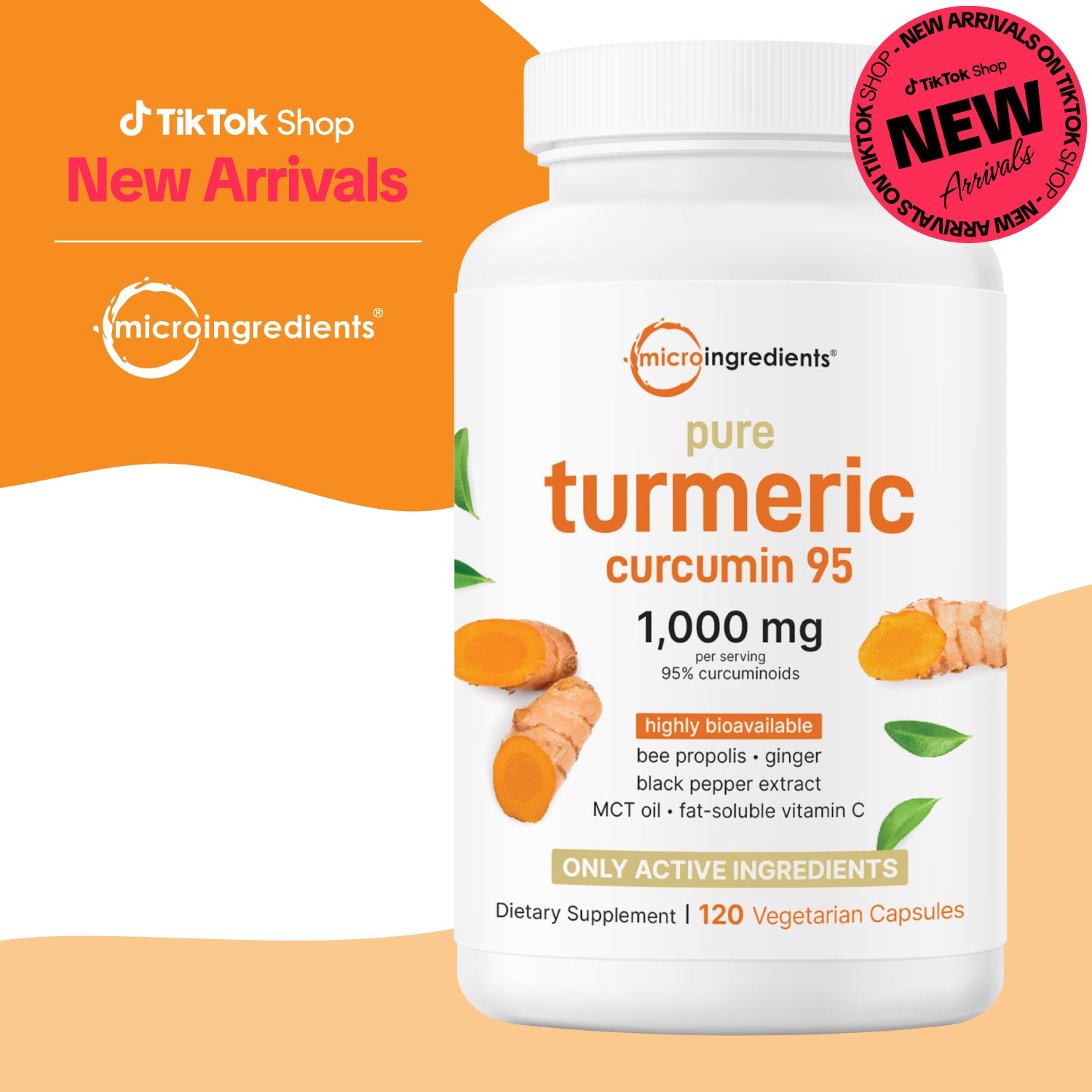 Micro Ingredients Turmeric Curcumin 1,000mg | 95% Curcuminoids with Bl