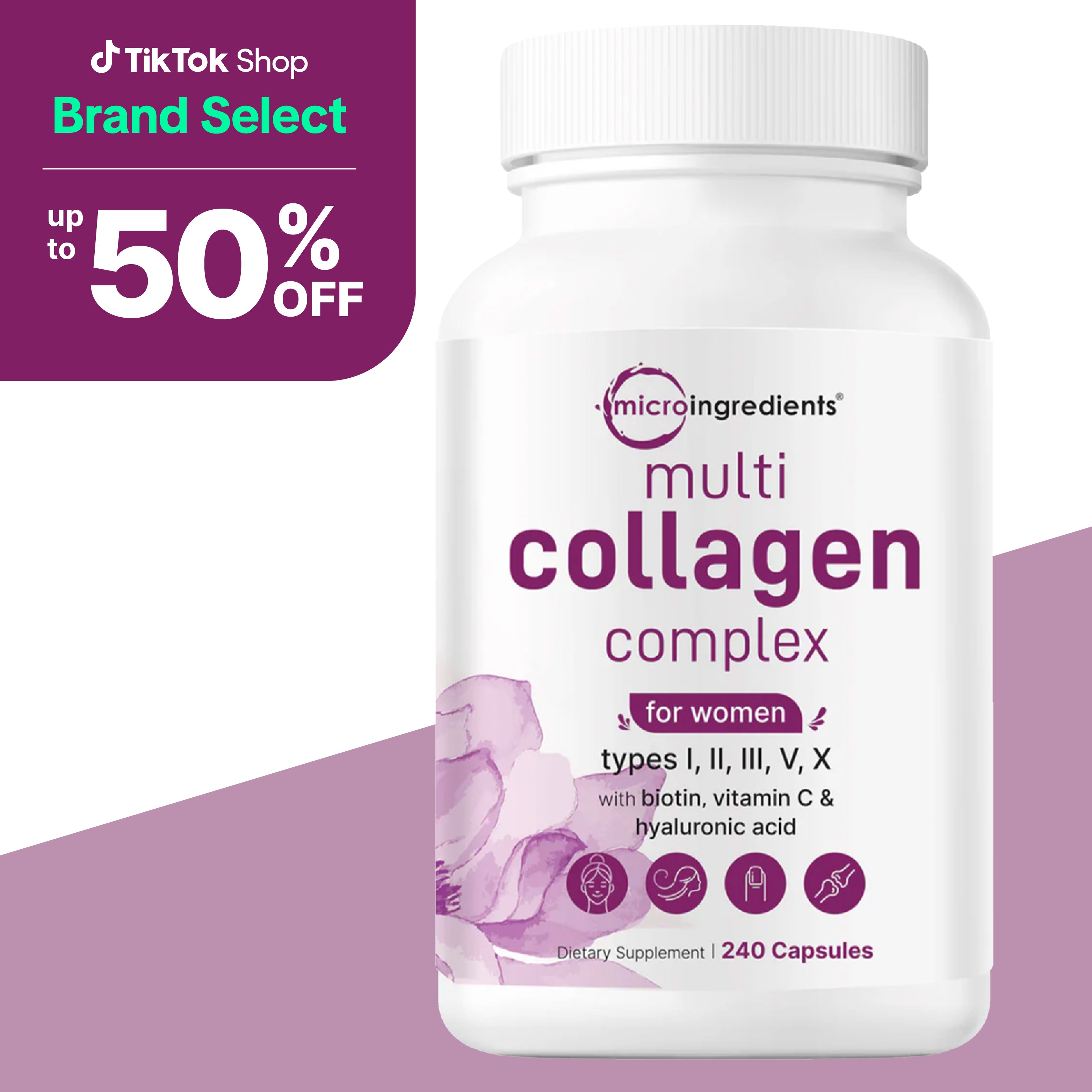 Micro Ingredients Multi Collagen Complex, 240 Capsules