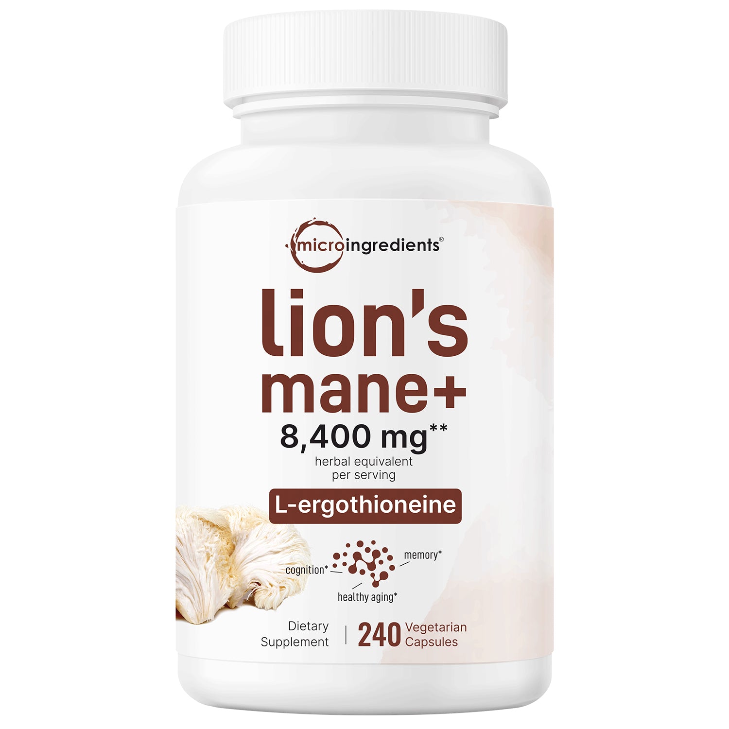 Micro Ingredients Lions Mane with L-Ergothioneine | 240 Vegan Capsules