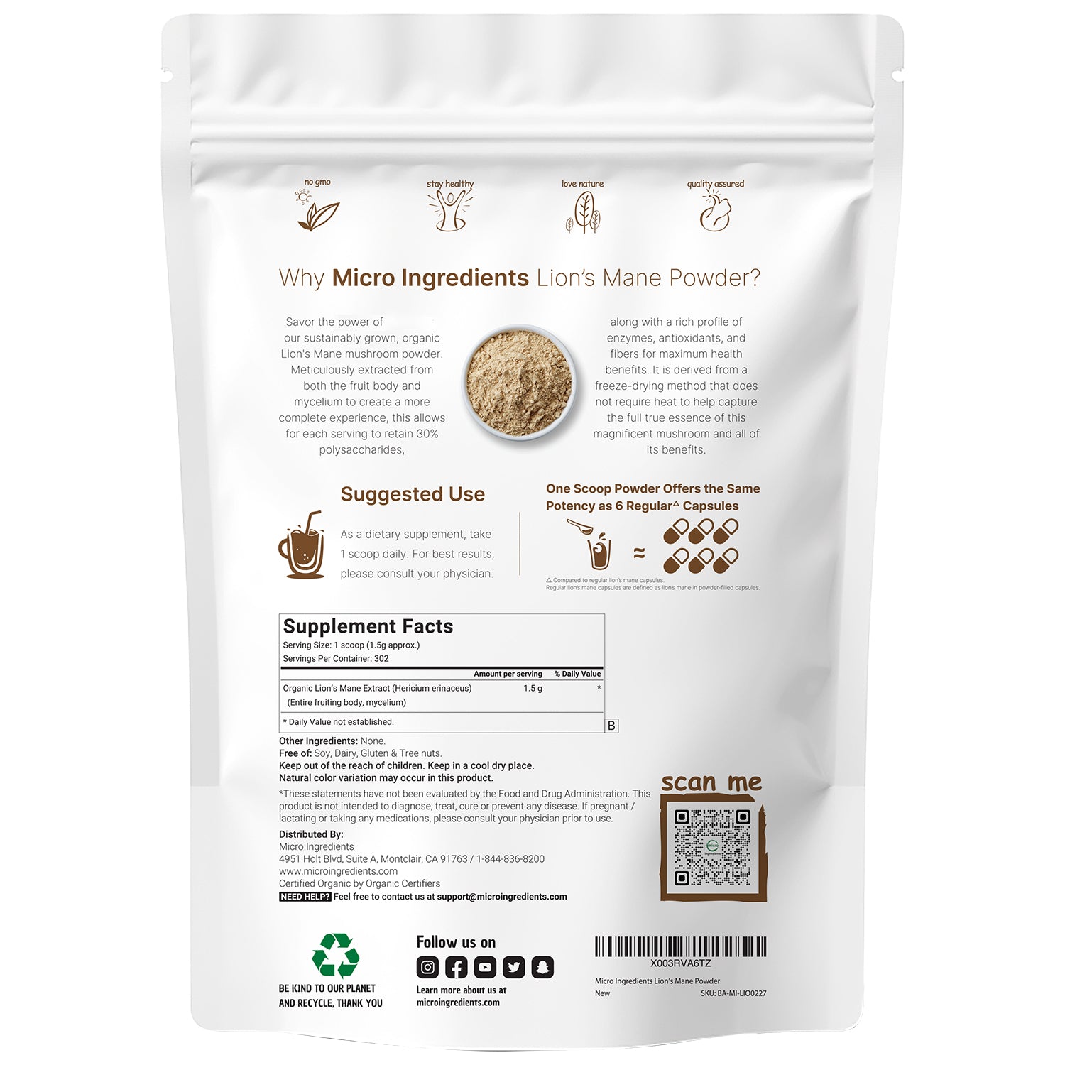 Best Organic Lion's Mane Powder Supplement – Micro Ingredients