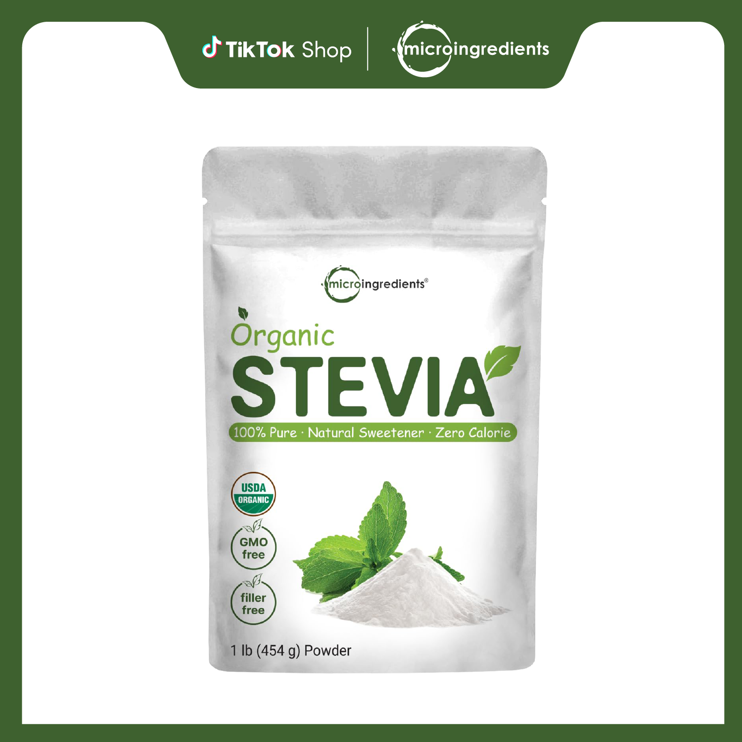 Micro Ingredients Pure Organic Stevia Powder, 1 Pound