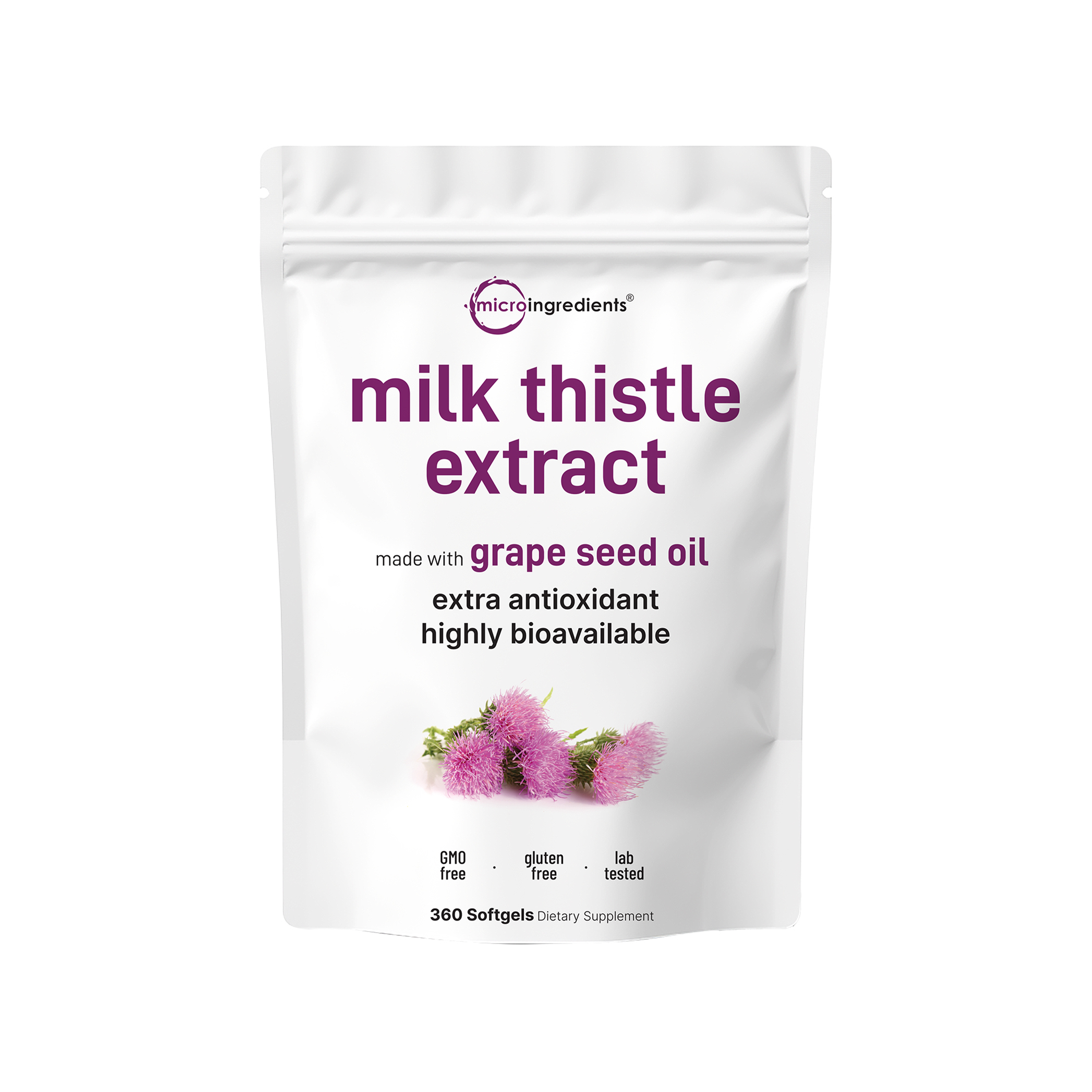 Micro Ingredients Milk Thistle 6,000mg Equivalent, 360 Softgels with G