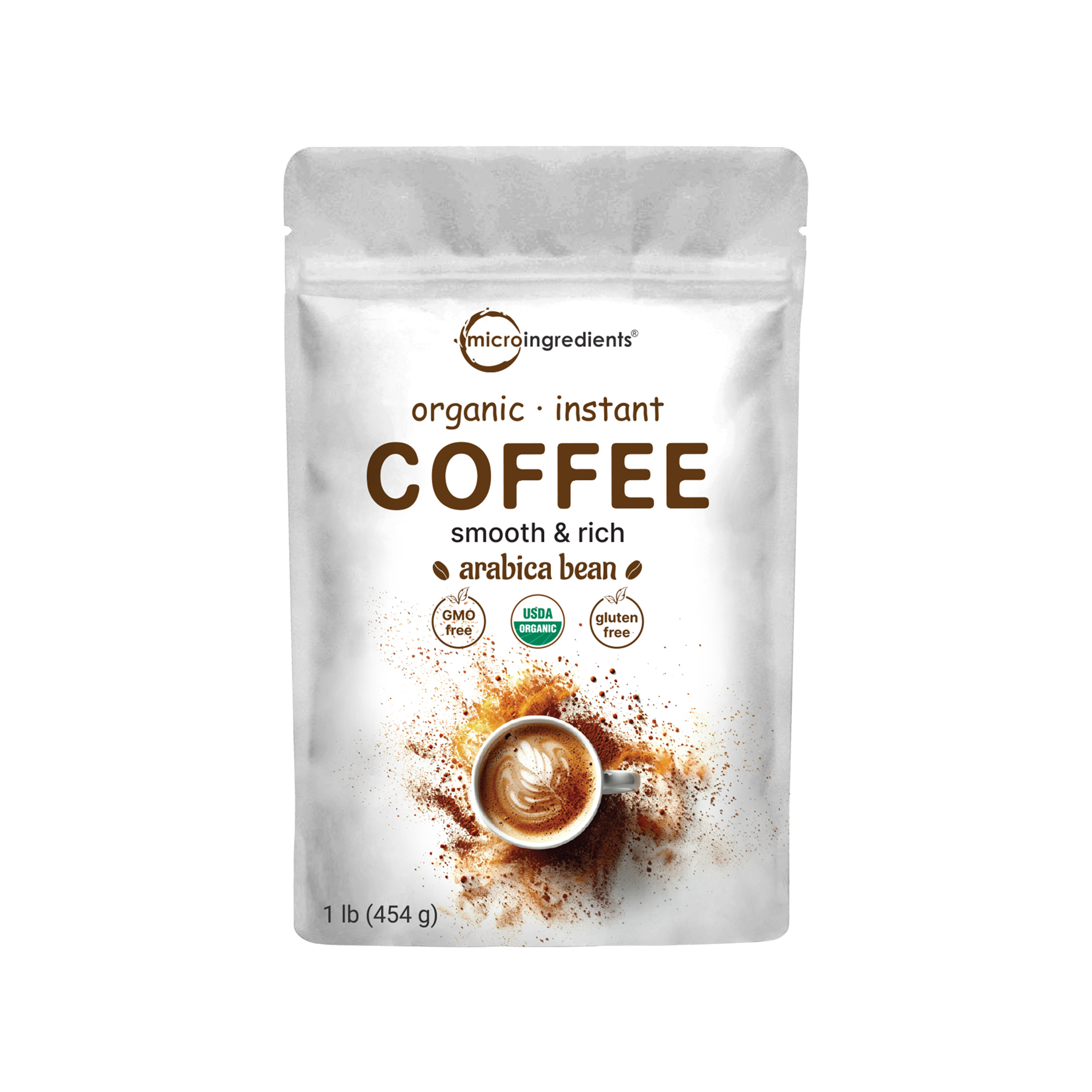 Micro Ingredients Organic Instant Coffee, 1lb Powder | Premium Arabica