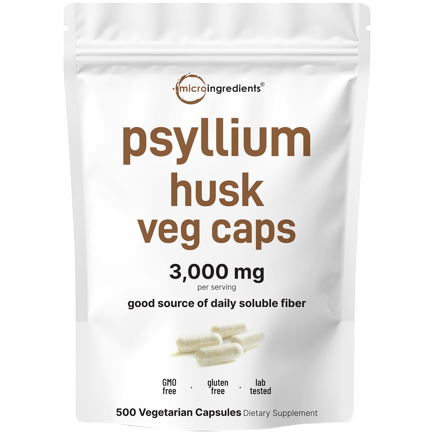 Micro Ingredients Psyllium Husk Veg Caps 3,000mg, 500 Capsules
