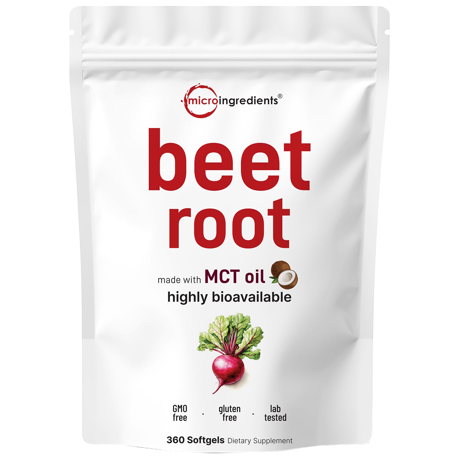 Micro Ingredients Beet Root 360 Softgels with MCT Oil, Highly Bioavail