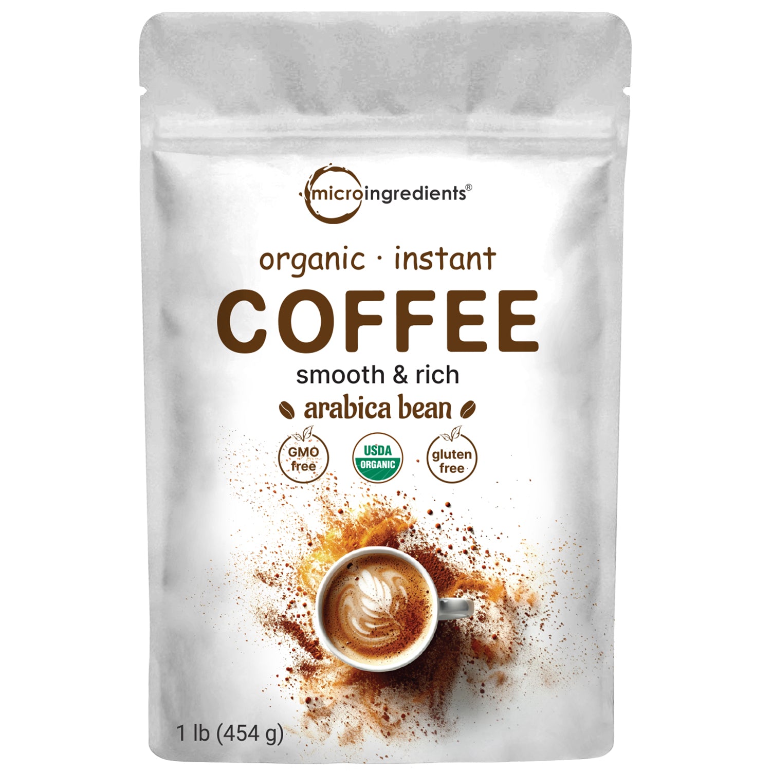 Micro Ingredients Organic Instant Coffee, 1lb Powder | Premium Arabica