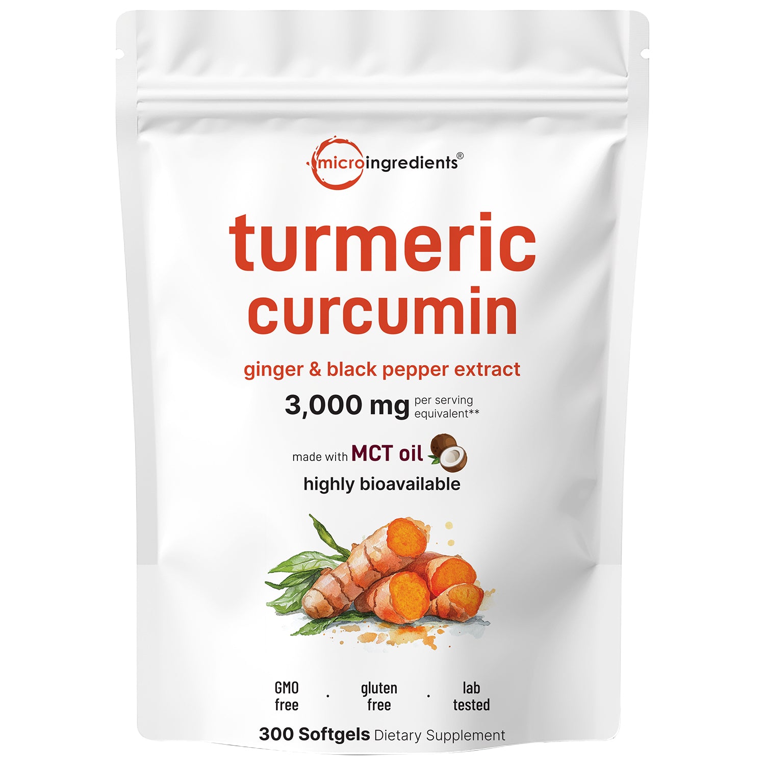 Micro Ingredients Turmeric Curcumin Supplement, 300 Coconut MCT Oil So