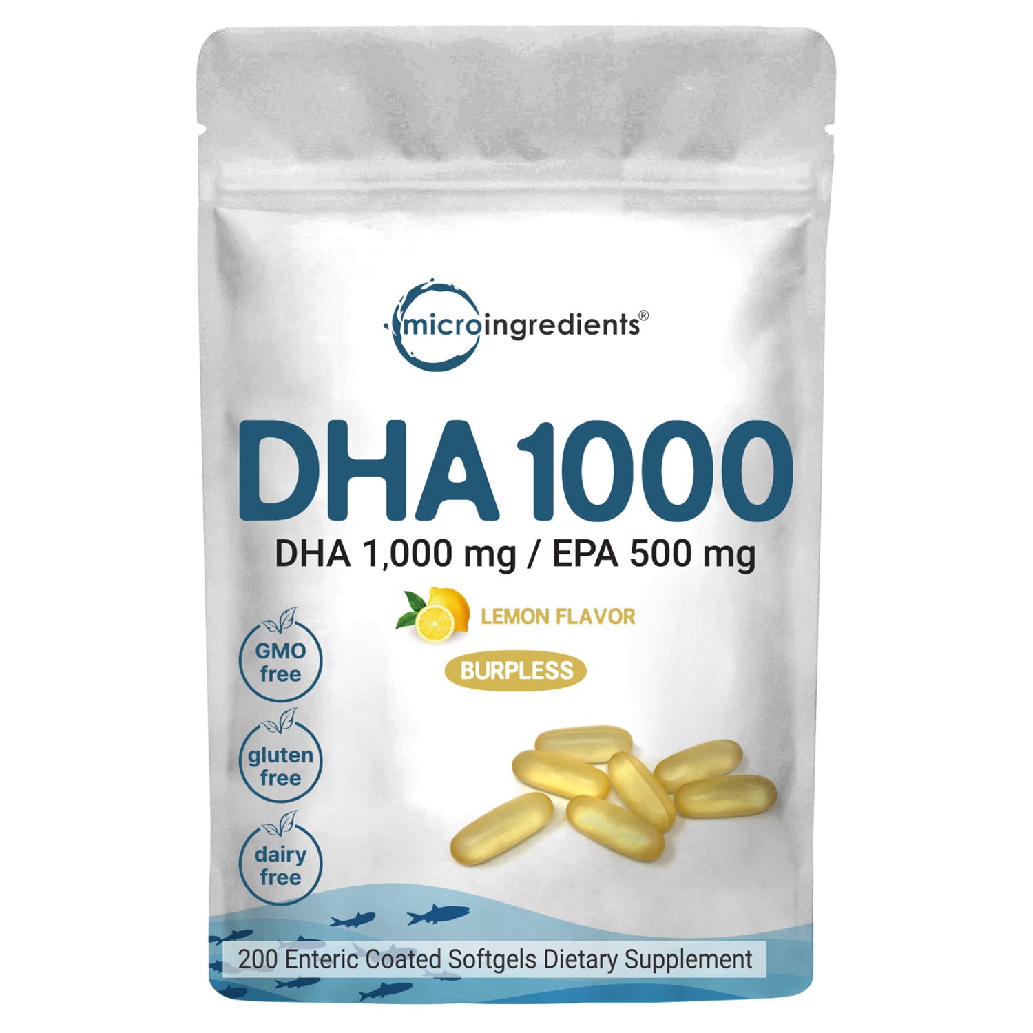 Micro Ingredients Omega 3 Fish Oil DHA Supplements 1000mg with EPA 500