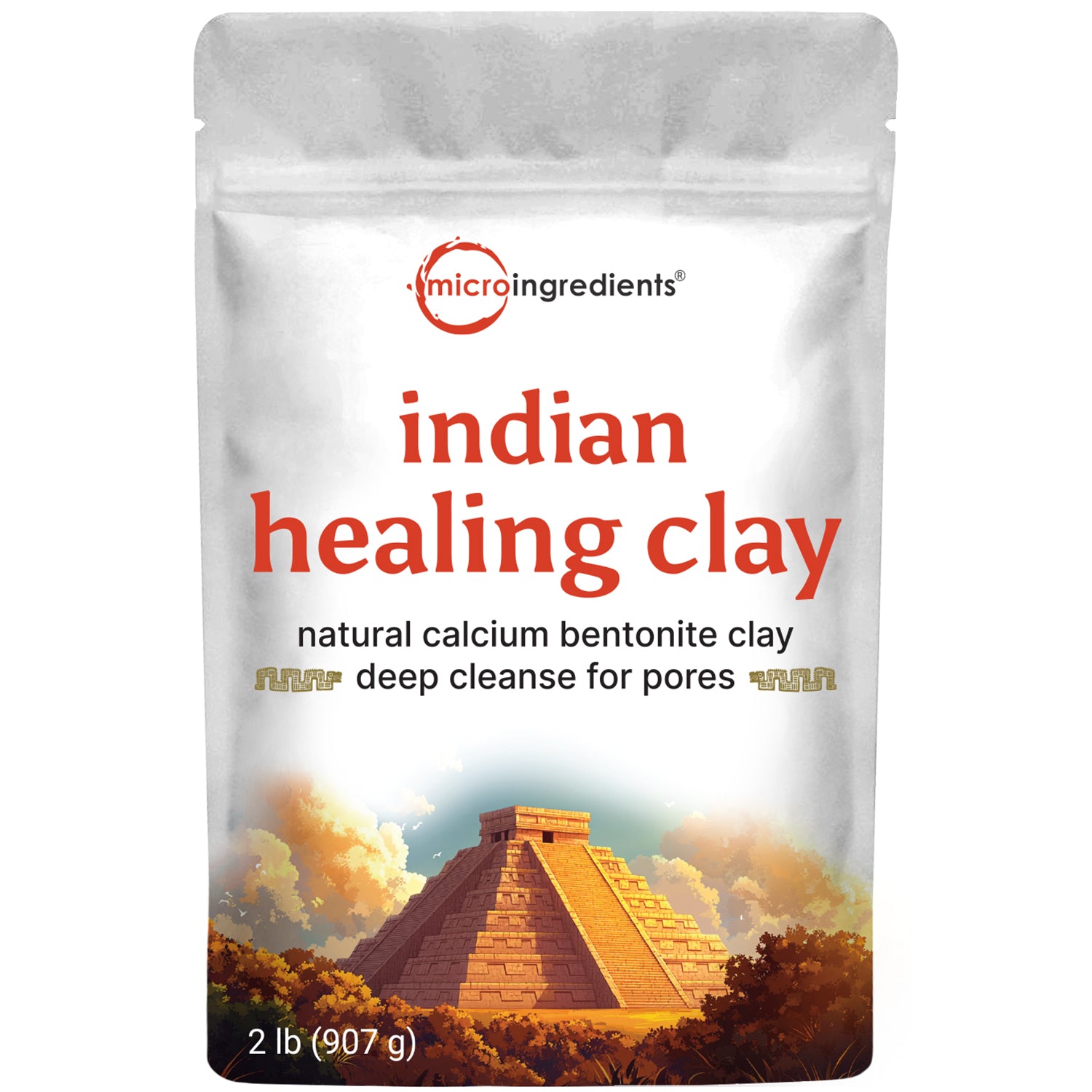 Micro Ingredients Indian Healing Clay, 2lbs Powder| Pure Calcium Bento