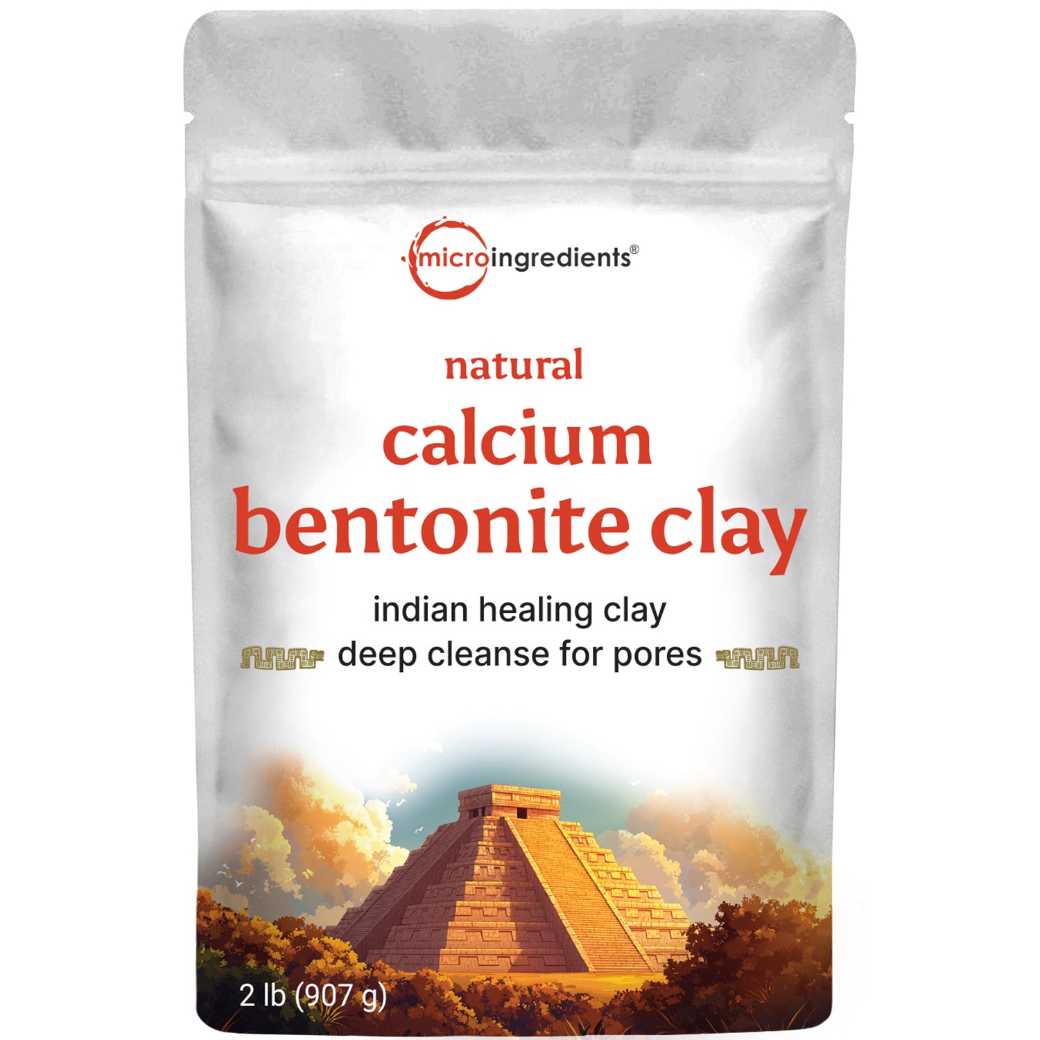 Micro Ingredients Natural Calcium Bentonite Clay, 2lbs Powder | Pure I